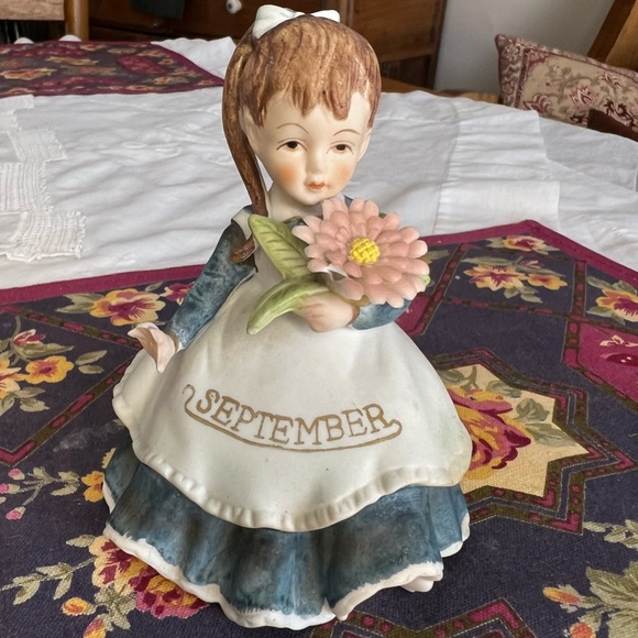 Lefton | Other | Lefton September Girl China Figurine Kw420 Blue Dress ...